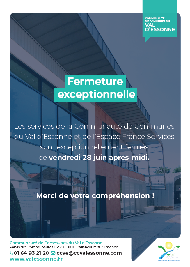 La CCVE ferme exceptionnellement ses portes vendredi 28 juin après-midi ...
